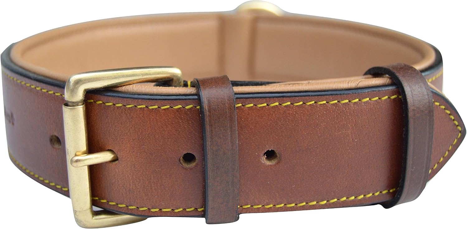 Brown XL Leather Padded Dog Collar, 28" Inches Long x 1.75" Inches Wid ...